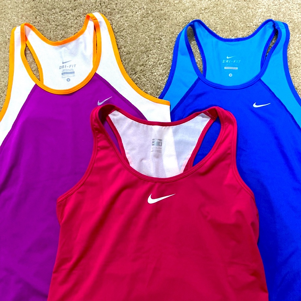 New Lot Of 3 Nike Pro Dri-Fit Running Gym Tanks S - Gem